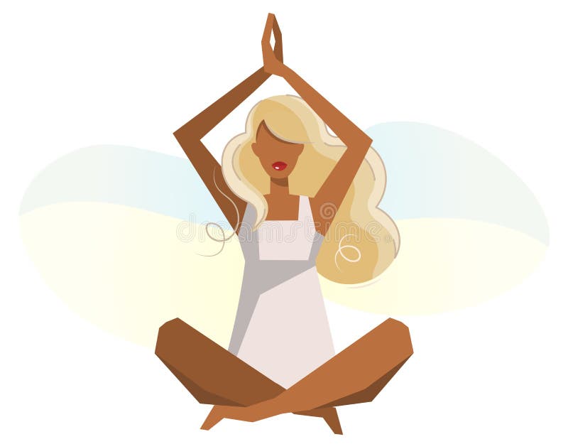 A Dark Skinned Woman Sits In A Lotus Position Meditates The Girl Is