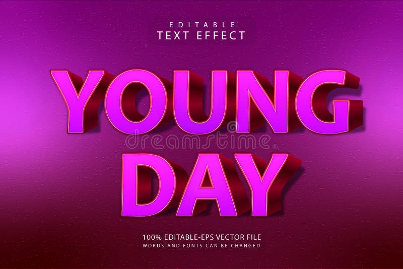 Young Day Editable Text Effect 3 Dimension Emboss Modern Style Stock ...
