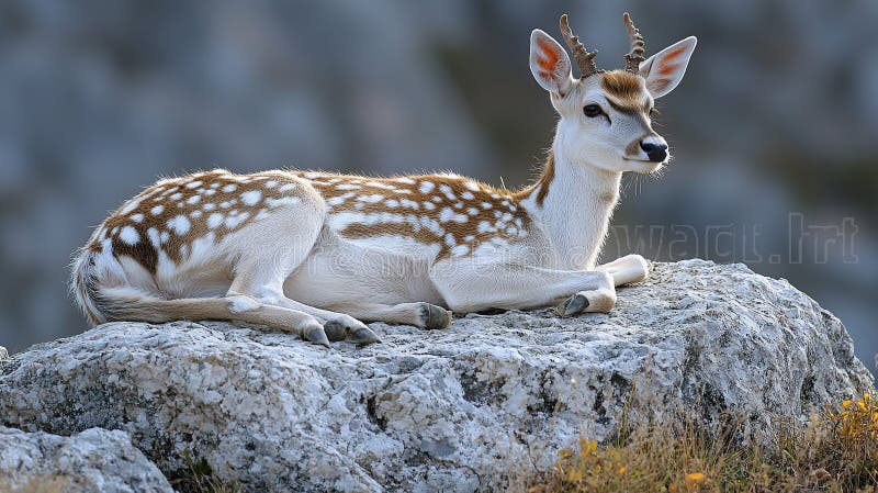 Young Deer Resting on a Rock Stock Image - Image of calm, deer: 368964831