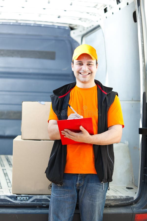 Young Delivery Man Portrait at Work Stock Image - Image of freight ...