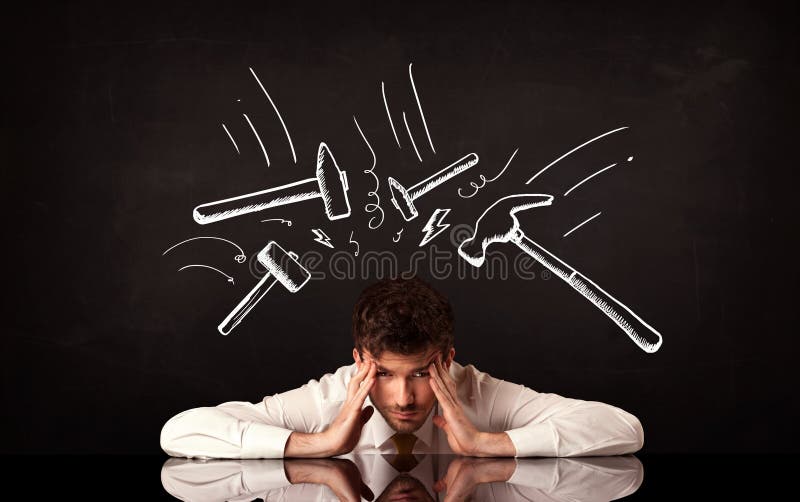 Young Depressed Businessman Sitting Stock Photo - Image of depressed ...
