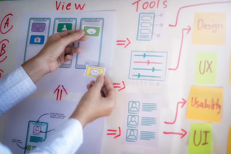 Young Designer Planning for Application Developing in Office. User ...