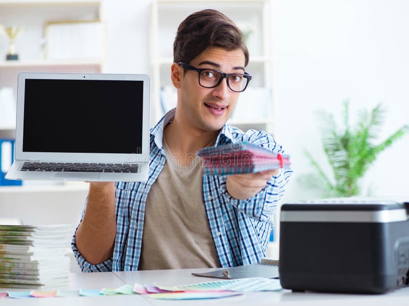 Young Designer Showing the Presentation on Computer Stock Photo - Image ...