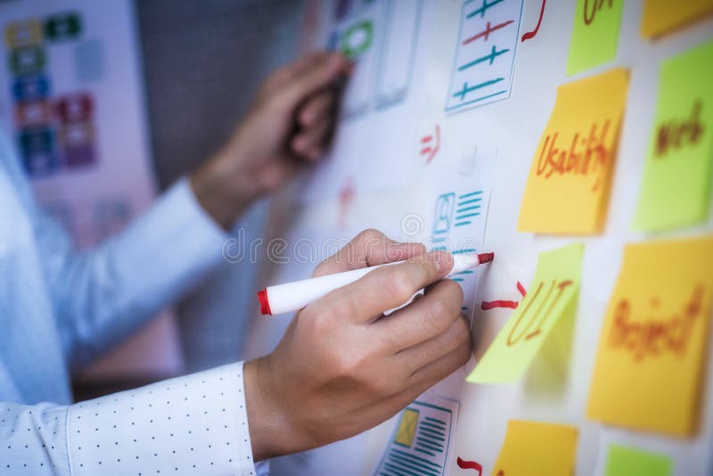 Young Designer Woman Sort Layout of Drawing Application for Developing ...