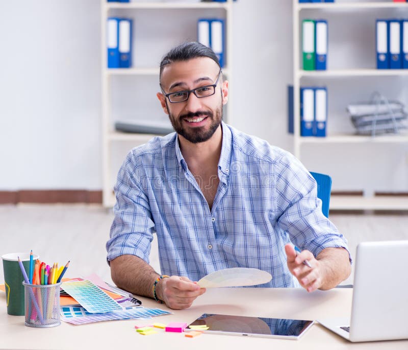 Young Designer Working in His Studio on New Project Stock Photo - Image ...