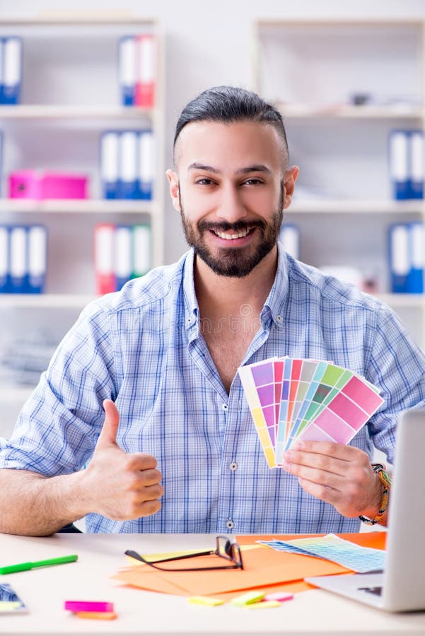 The Young Designer Working in His Studio on New Project Stock Photo ...