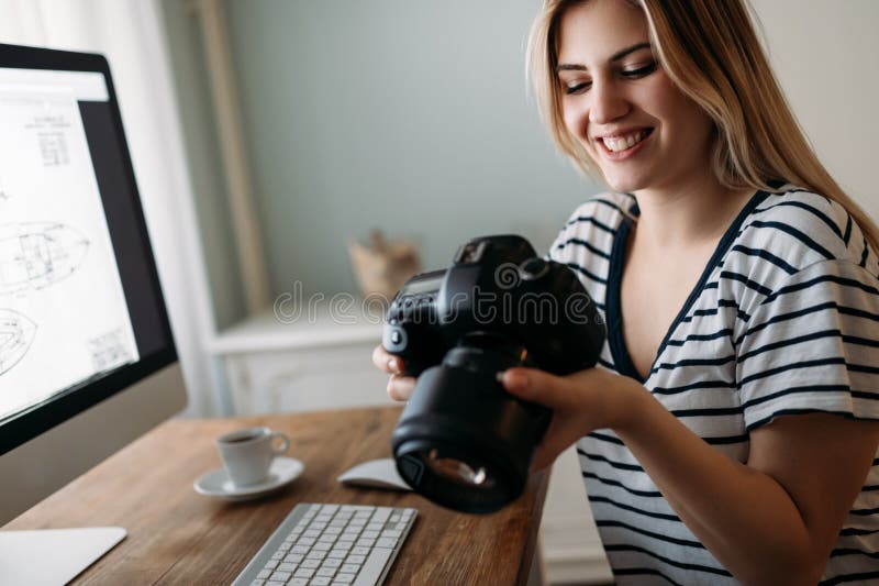 Young Designer Working on Project at Home Stock Photo - Image of ...