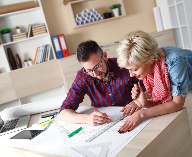 Young Designers Working on New Project in Office Stock Photo - Image of ...