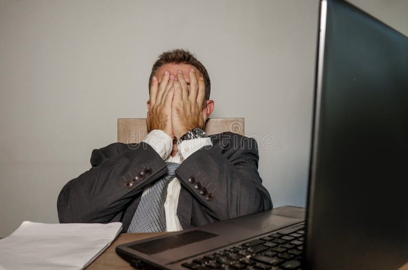 Young Desperate and Depressed Business Man Suffering Problem and ...
