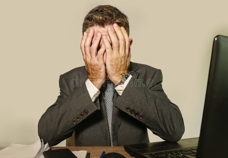 Young Desperate and Depressed Business Man Suffering Problem and ...