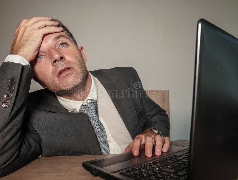 Young Desperate and Depressed Business Man Suffering Problem and ...