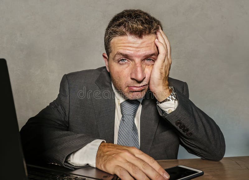 Young Desperate and Depressed Business Man Suffering Problem and ...