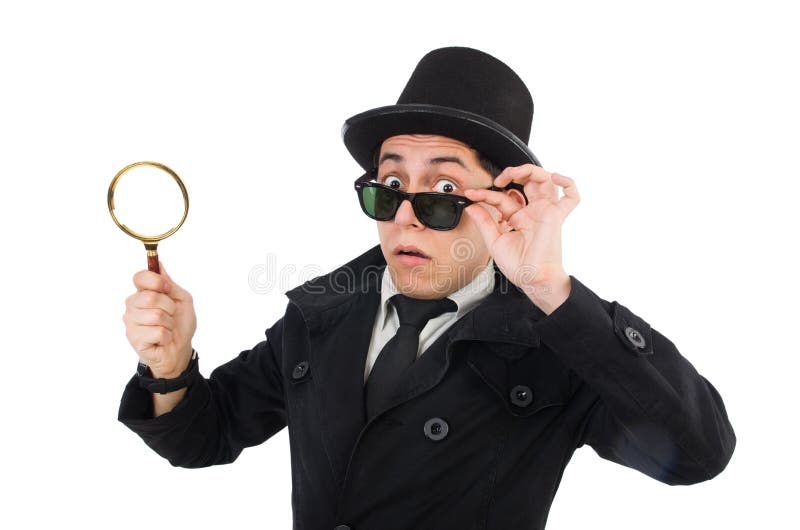Young Detective in Black Coat Holding Magnifying Stock Image - Image of ...