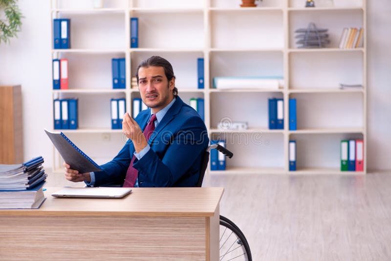 Young Disabled Employee Working in the Office Stock Image - Image of ...
