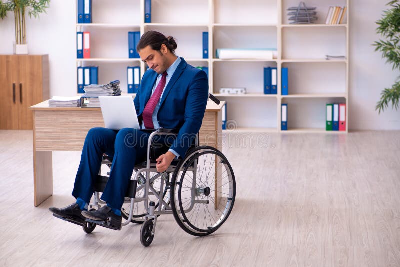 Young Disabled Employee Working in the Office Stock Photo - Image of ...