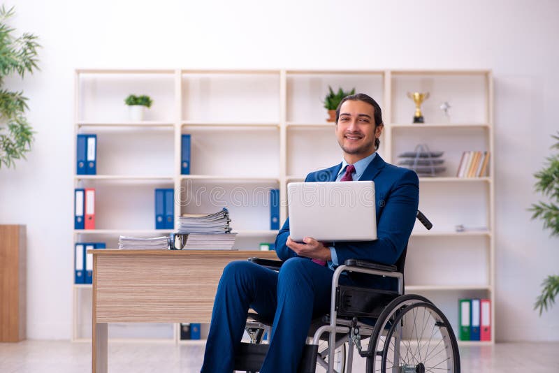 Young Disabled Employee Working in the Office Stock Photo - Image of ...