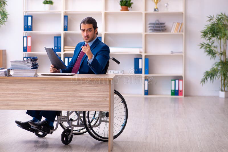 Young Disabled Employee Working in the Office Stock Photo - Image of ...