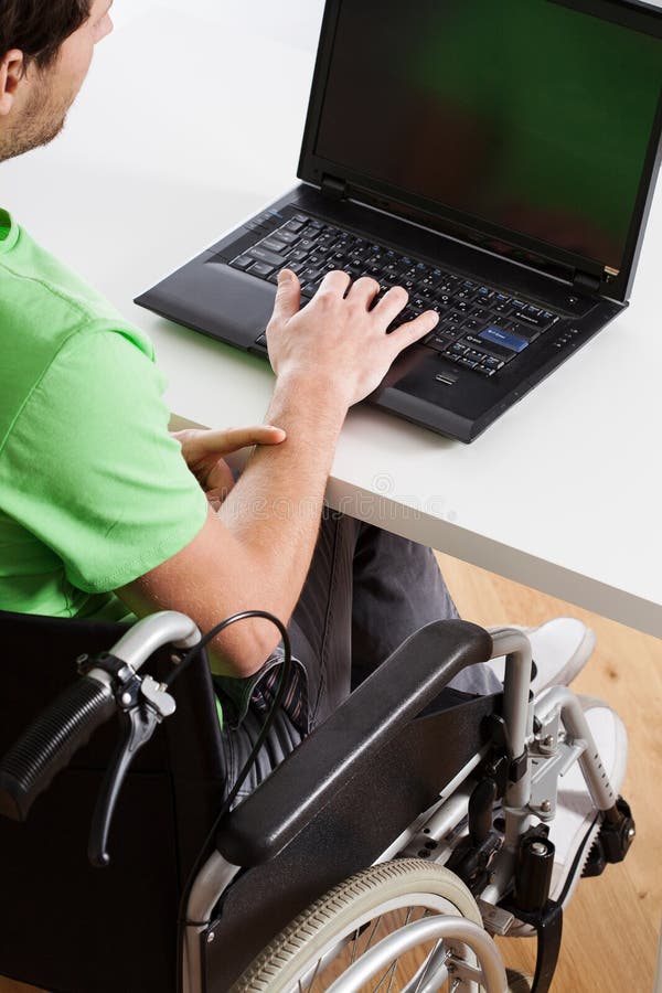 Young Disabled Employee Working Stock Photo - Image of disability, desk ...