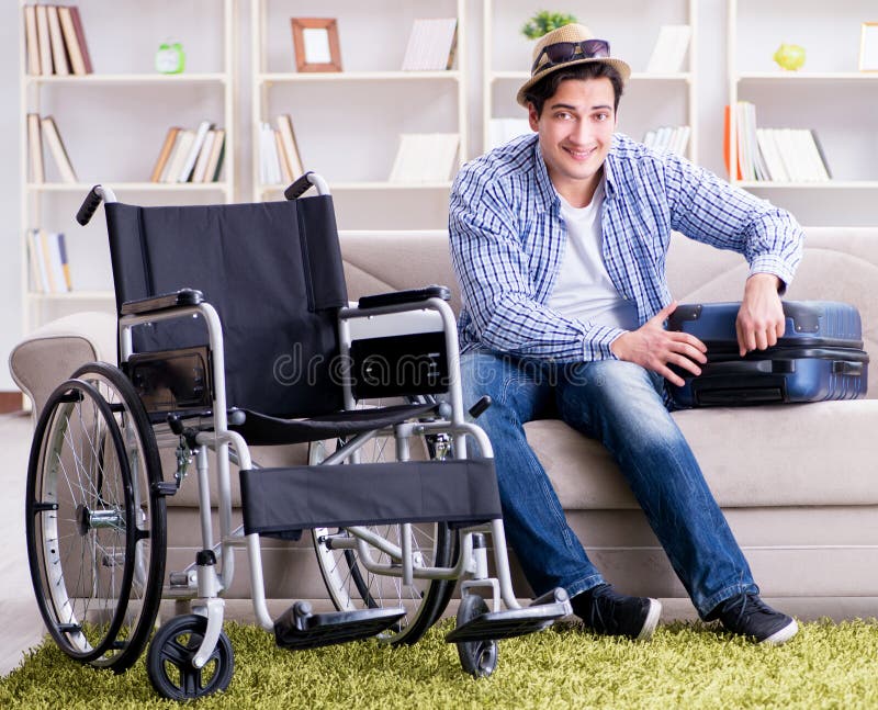 Young Disabled Man Preparing for Summer Vacation Stock Photo - Image of ...