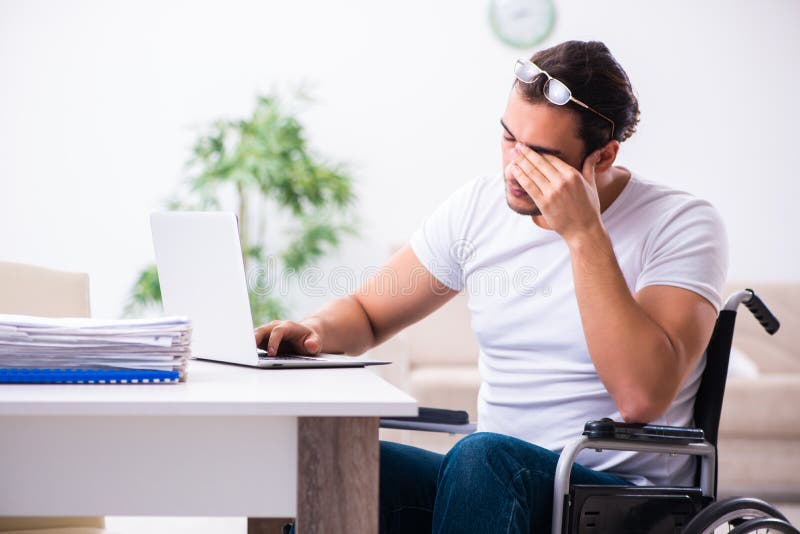Young Disabled Man Working from House Stock Photo - Image of freelancer ...