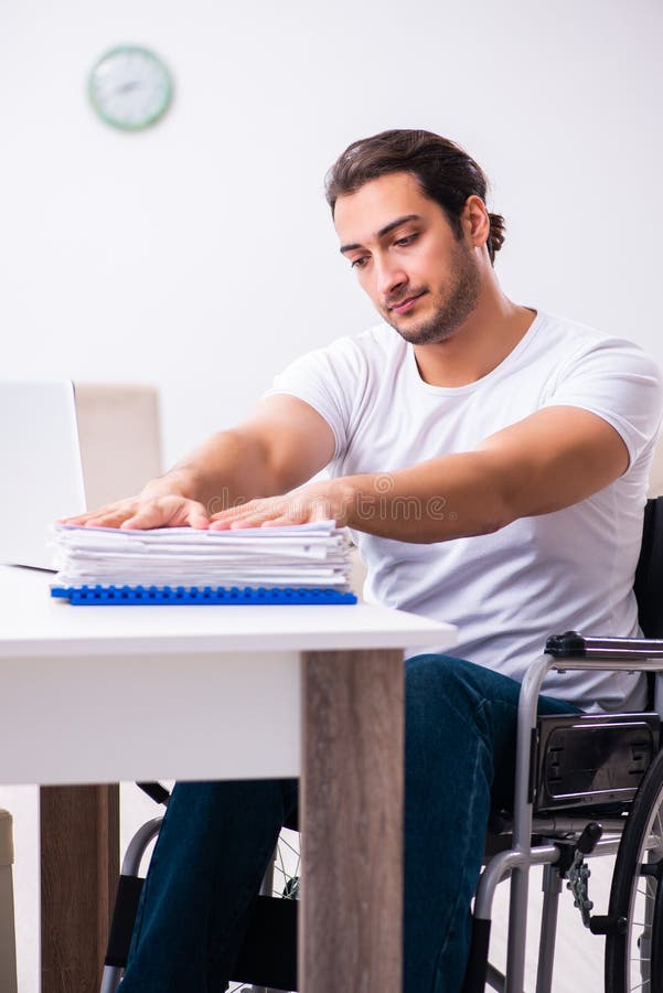 Young Disabled Man Working from House Stock Photo - Image of disability ...