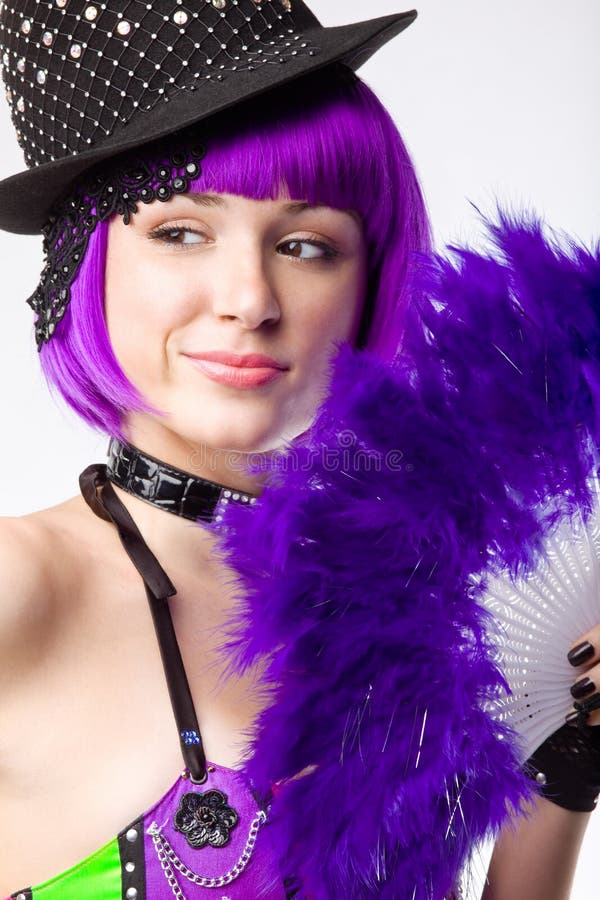 Young Disco Girl With Purple Fan Picture. Image: 16850551