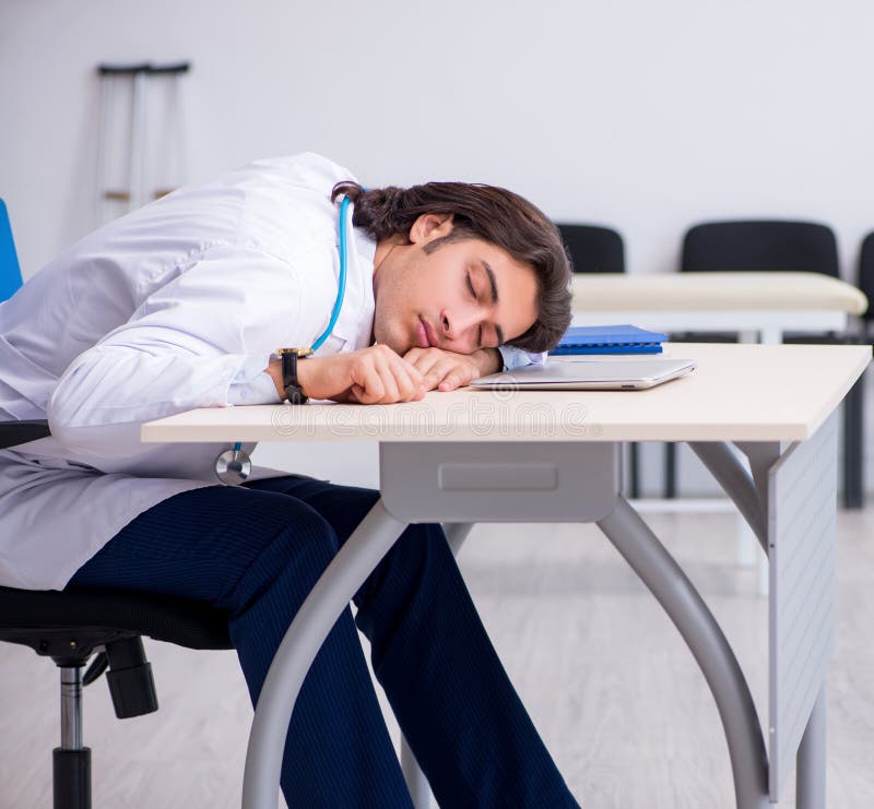 Young Doctor Being Tired after Night Shift Stock Photo - Image of ...