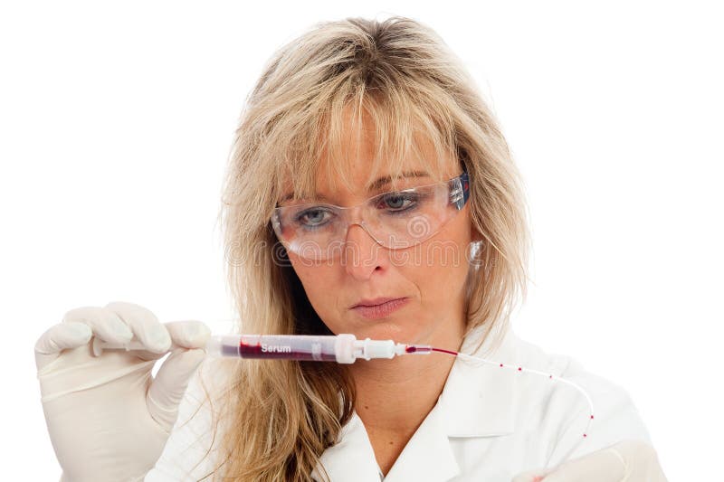 Young Doctor with a Blood Sample Stock Image - Image of gloves ...