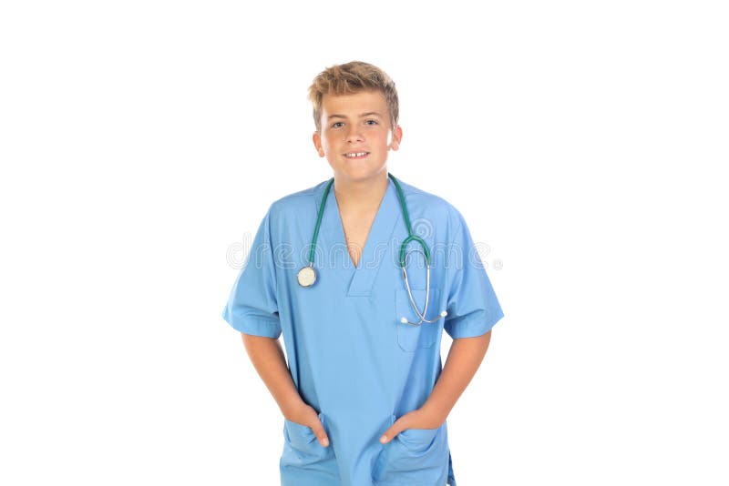 Young Doctor with Blue Uniform Stock Image - Image of looking ...