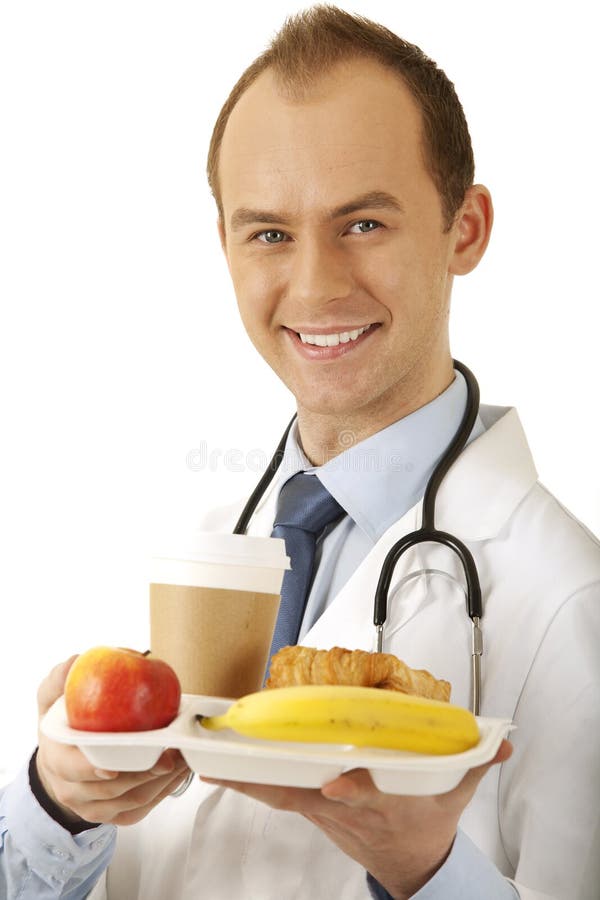 Young doctor stock photo. Image of coffee, healthy, banana - 97706204