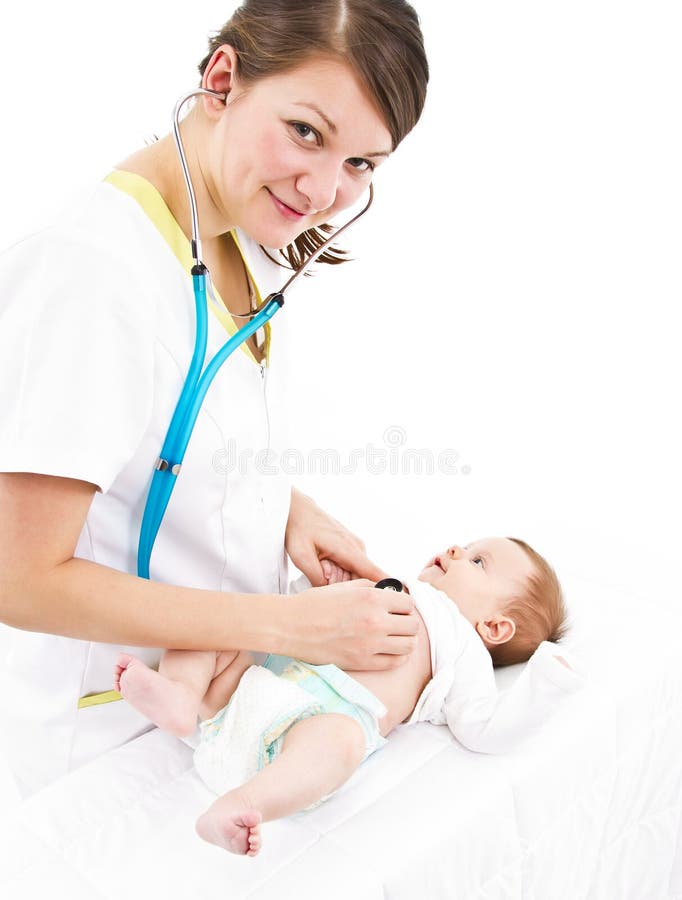 Baby Examination with Stethoscope Stock Photo - Image of little ...
