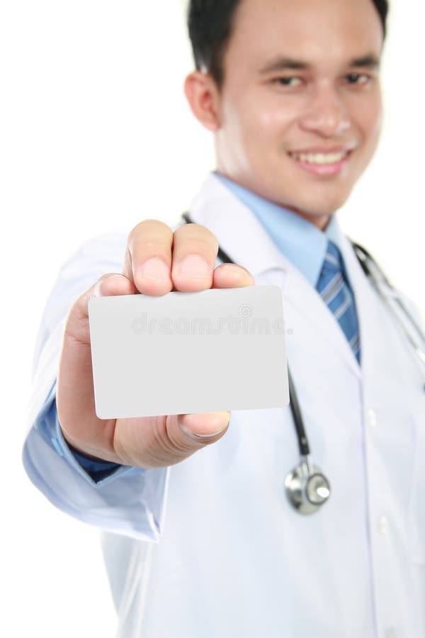 Doctor or Medic Showing Blank Business Card Stock Image - Image of ...