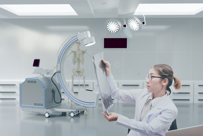 Radiology Room with TV Screen Mock Up Stock Illustration - Illustration ...