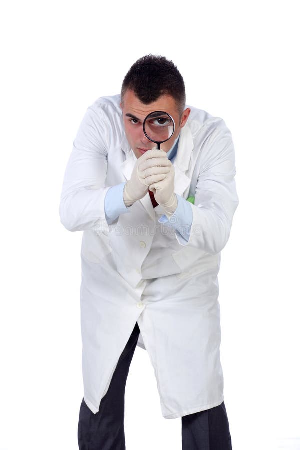 Young Doctor with Magnifying Glass Stock Photo - Image of health ...