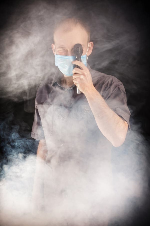 Young Doctor in a Mask in Smoke Stock Image - Image of professional ...