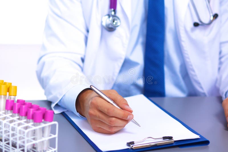 A Young Doctor in the Office Makes an Entry Stock Photo - Image of ...