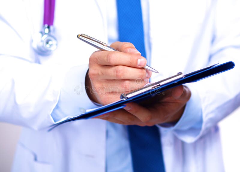A Young Doctor in the Office Makes an Entry Stock Image - Image of male ...