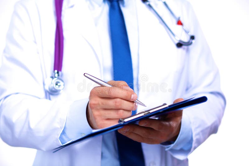 A Young Doctor in the Office Makes an Entry Stock Image - Image of ...