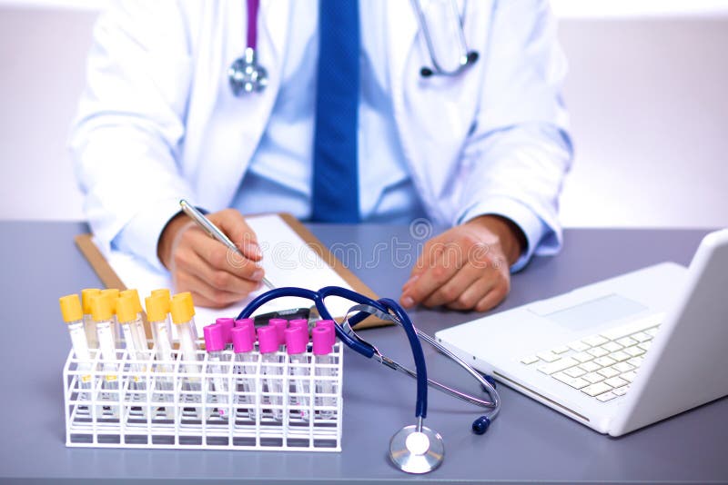 A Young Doctor in the Office Makes an Entry Stock Photo - Image of ...