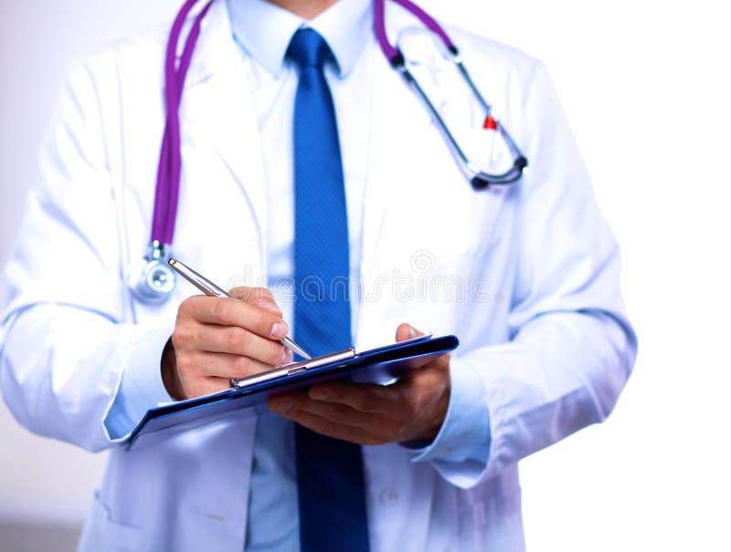 A Young Doctor in the Office Makes an Entry Stock Image - Image of ...