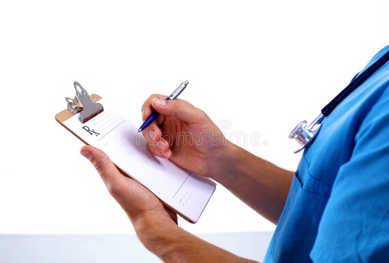 A Young Doctor in the Office Makes an Entry Stock Photo - Image of care ...