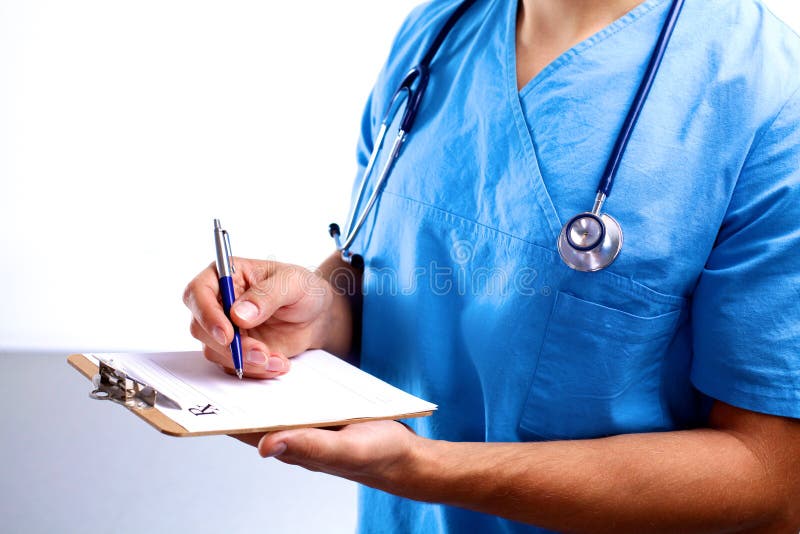 A Young Doctor in the Office Makes an Entry Stock Photo - Image of ...