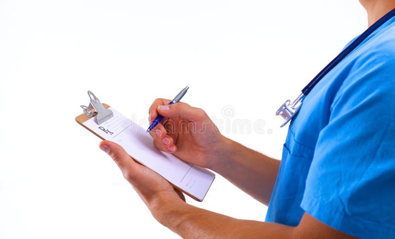 Young Doctor in the Office Makes an Entry Stock Image - Image of care ...