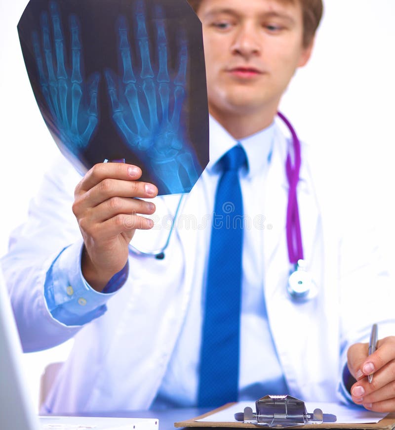 Young Doctor in the Office Makes an Entry Stock Photo - Image of adult ...