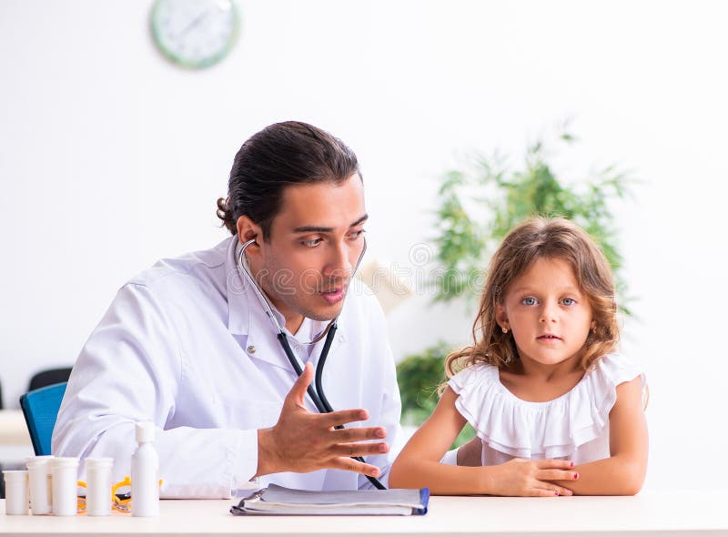 Young Doctor Pediatrician with Small Girl Stock Image - Image of ...