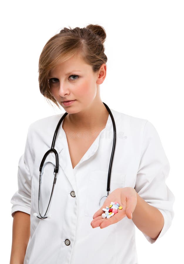 Young doctor with pills stock photo. Image of clinical - 55416200