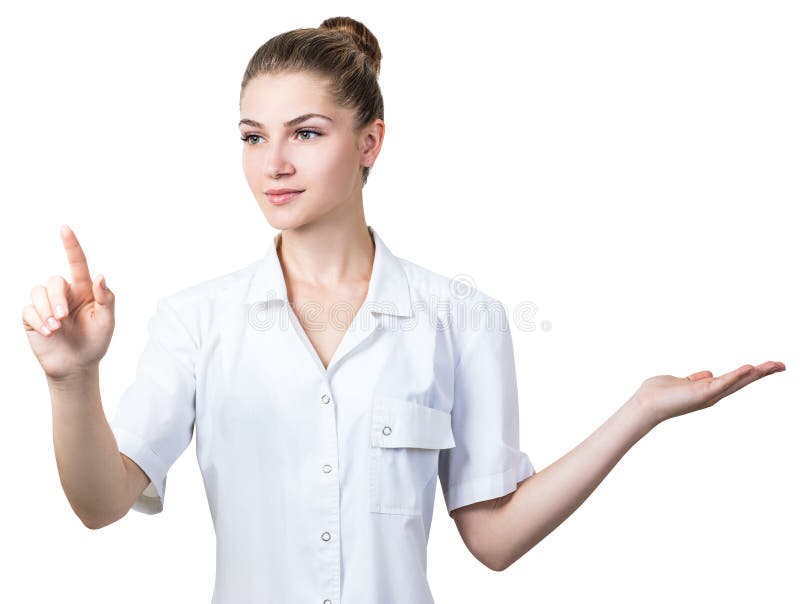 Young Doctor Pointing with Finger. Stock Photo - Image of friendly ...