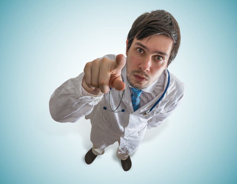 Young Doctor is Pointing at You with Finger Stock Photo - Image of ...