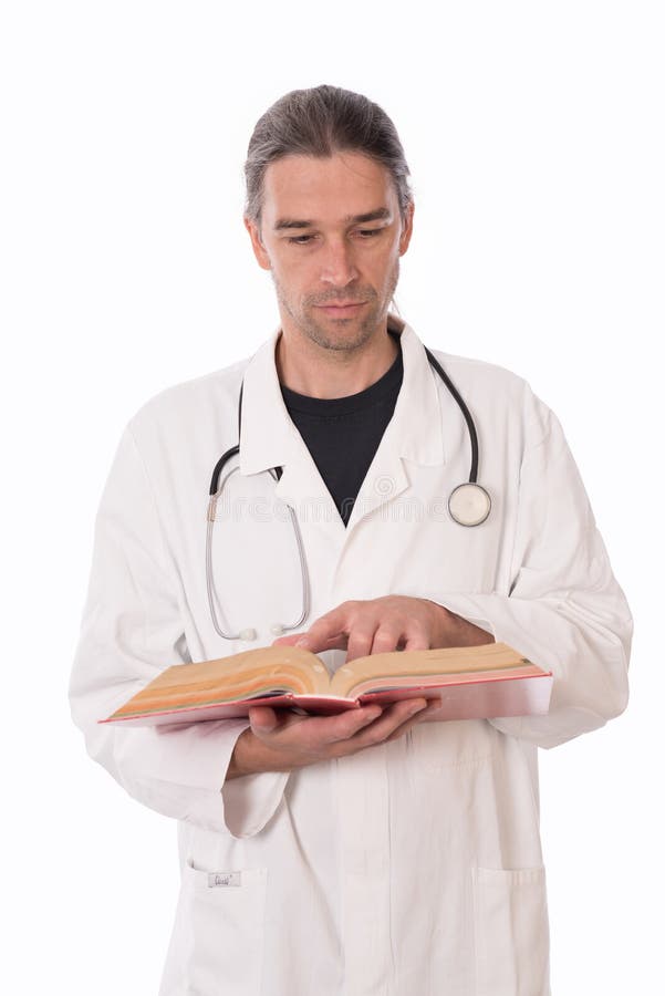 Young doctor is reading stock image. Image of book, happy - 43112379