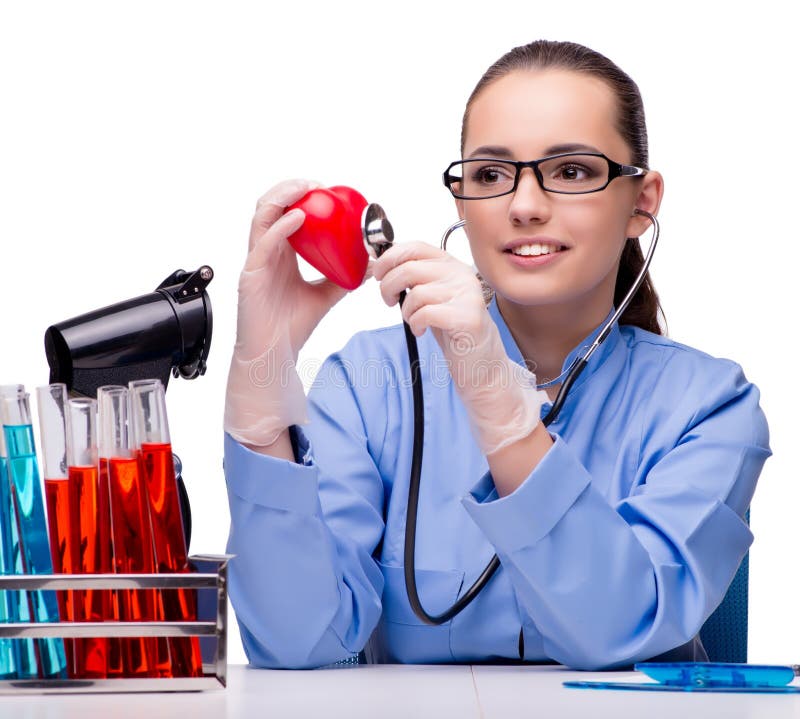 Young Doctor with Red Heart Isolated on White Stock Photo - Image of ...